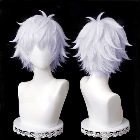Misscoo Hunter X Hunter Killua Zoldyck Wig Short Men Wig Cosplay Silver Heat Resistant Synthetic