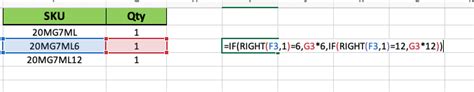 if function with right function r excel