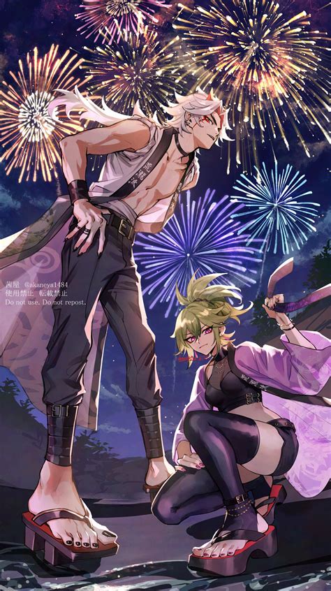 Kuki Shinobu And Arataki Itto Genshin Impact Drawn By Ojoaa Danbooru