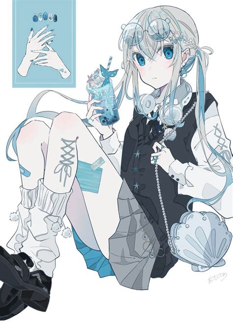 美人鱼搭配插画师おいしいさめ的双马尾女仆插画图片 Bobopic