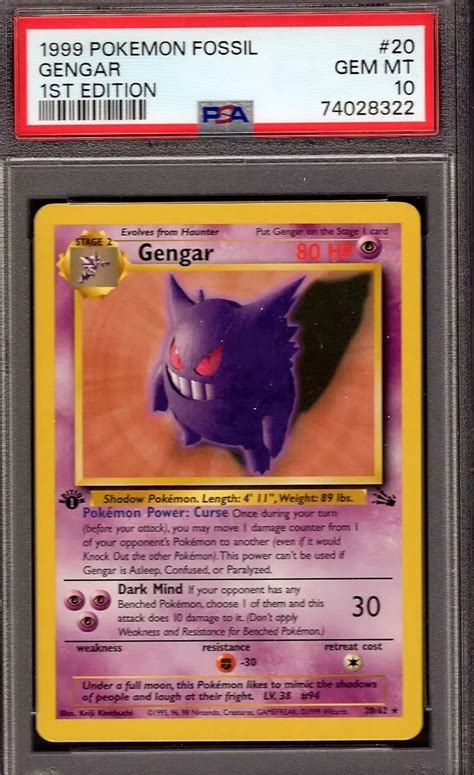 Gengar 1999 Fossil 2062 1st Edition Psa 10 Price Guide Sports Card