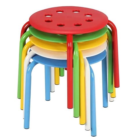 Set Of 5 Plastic Stack Stools 1594d X 1594w X 1181h Colored