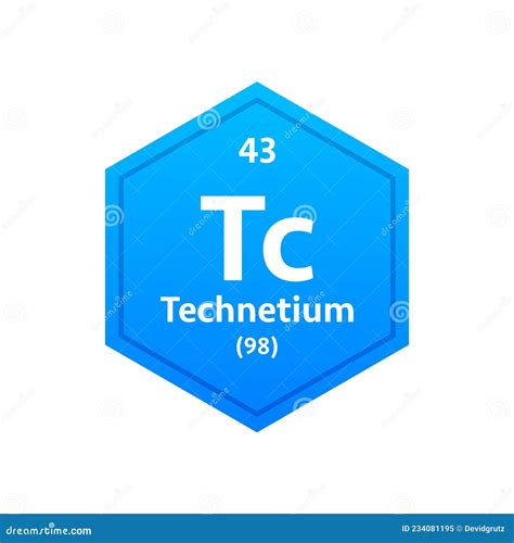 Technetium Symbol Chemical Element Of The Periodic Table Vector Stock
