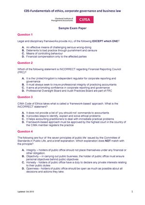 ACCA F3 Final Mocks Answers ACCA PAPER F Financial Accounting