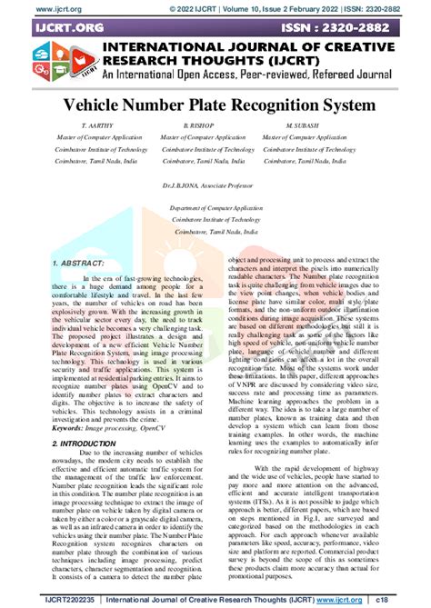 Pdf Vehicle Number Plate Recognition System