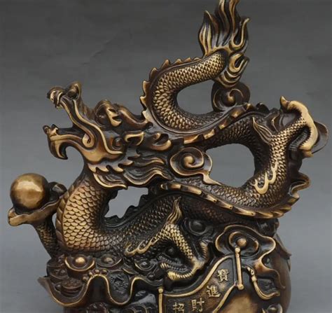 12 Chinese Bronze Zodiac Year Dragon Dragons Animal Yuanbao Coin Money