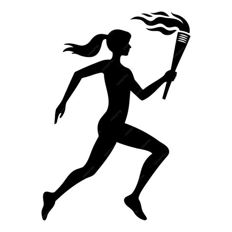 Premium Vector Female Athlete Running With A Torch Vector Illustration