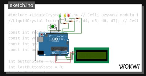Czerwona Żółta Zielona Przycisk gotowe Wokwi ESP32 STM32 Arduino