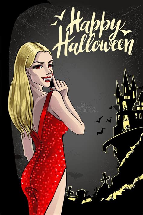 Vampire Lady Halloween Vector Illustration With Layers Stock Vector
