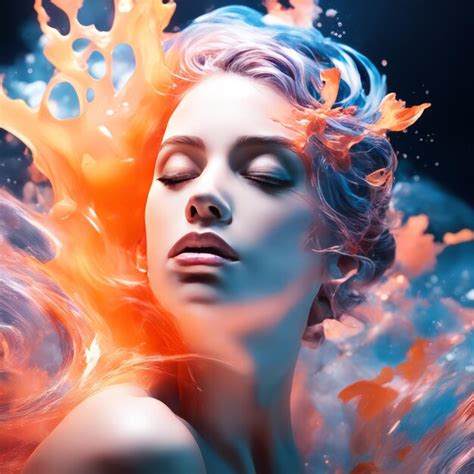 Premium Photo Young Woman With Creative Make Up In Water Young Woman