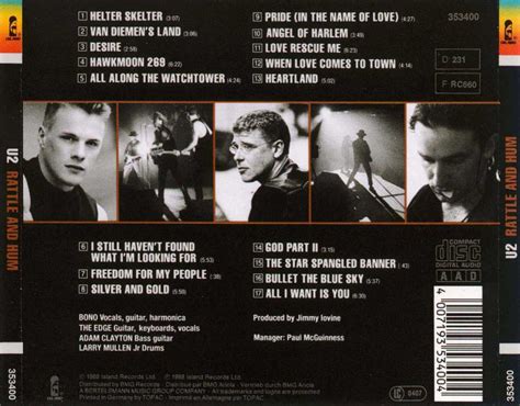 Classic Rock Covers Database U2 Rattle And Hum 1988
