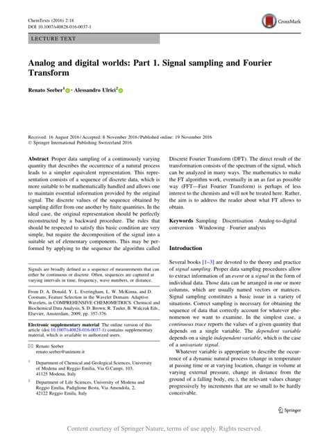 Analog And Digital Worlds Part 1 Signal Sampling And Fourier