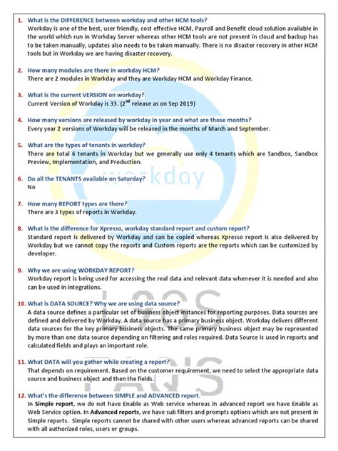 Interview Questions Workday Hcm Faqs By L9gs Pdf X Path Xml