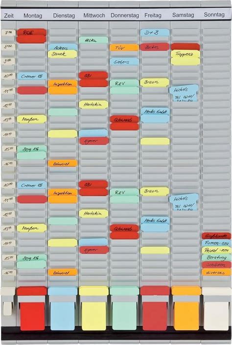 Weekplanner T Kaartenbord Met 7 Dagen En 35 Sleuven Voor Flexibele