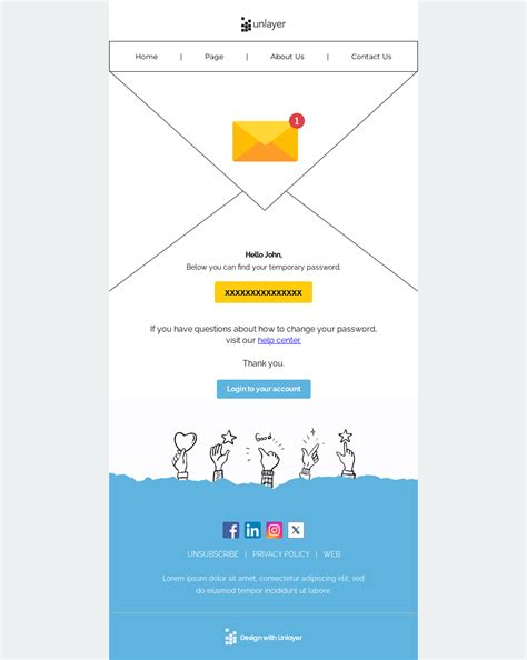 Temporary Password Email Template Unlayer