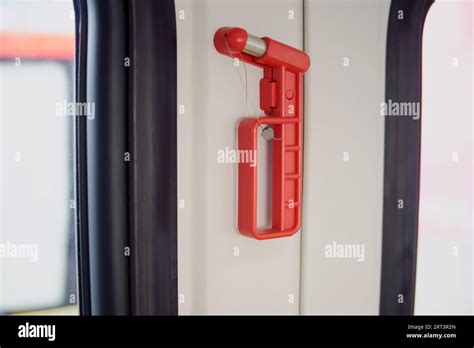 Hammer Window Glass Breaker On The Train Tram Bus And Car Red Safety