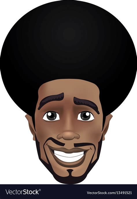 Cute Beard Afro Smiling Black Guy Face Avatar Vector Image