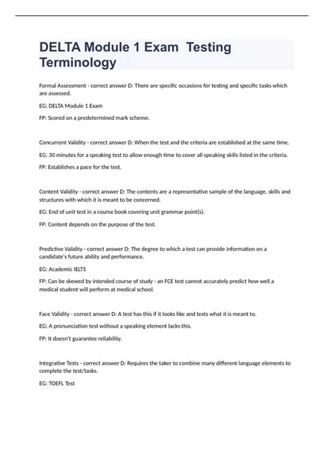 Delta Module 1 Exam Testing Terminology 2023 Questions And Verified Correct Answers Delta