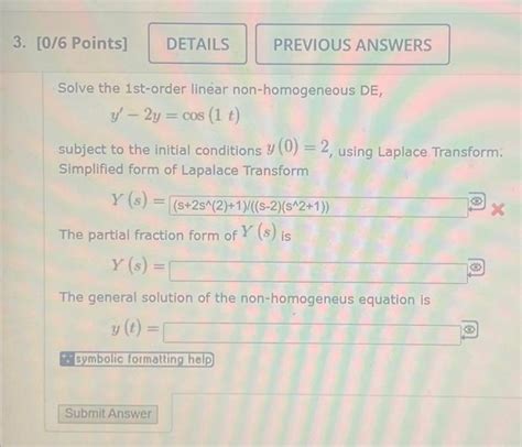 solved solve the 1st order linear non homogeneous de