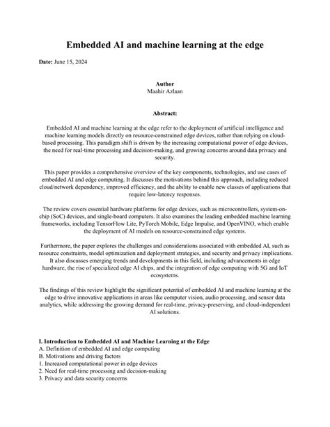 Pdf Embedded Ai And Machine Learning At The Edge