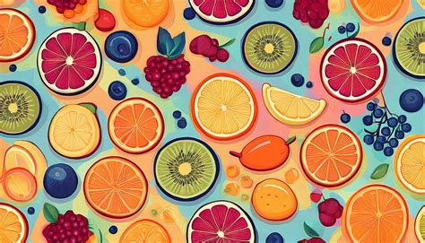 Colorful Fruit Pattern Background Fruit Pattern Orange Background