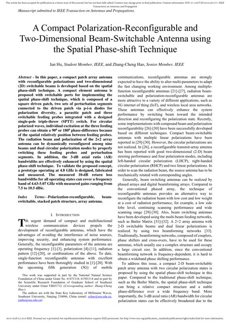 Pdf A Compact Polarization Reconfigurable And Two Dimensional Beam