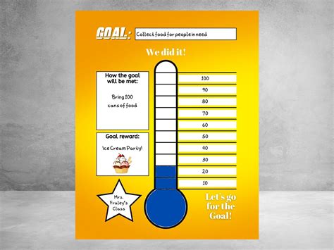 Classroom Goal Thermometer Poster Teacher Printable Digital Download
