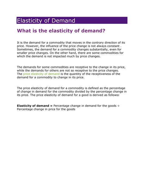 Elasticity Of Demand Elasticity Of Demand What Is The Elasticity Of Demand It Is The Demand