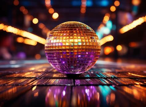 Premium Photo Shimmering Gold Disco Ball In The Middle Of The Dance