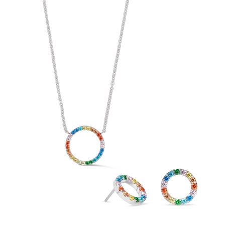 205754 1517 Coeur De Lion Sparkling Circle Set Silver Multicolour