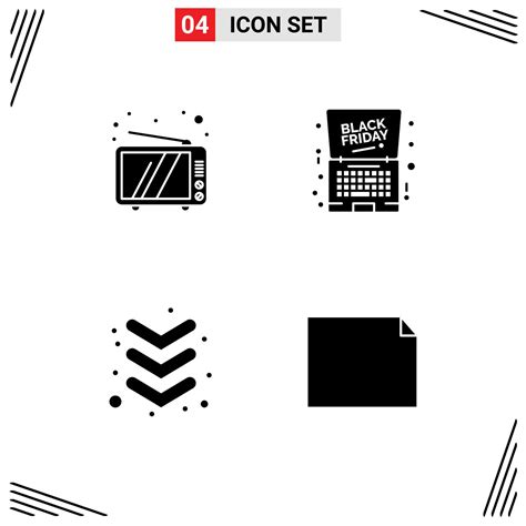 4 Thematic Vector Solid Glyphs And Editable Symbols Of Retro Arrow Device Laptop Keyboard