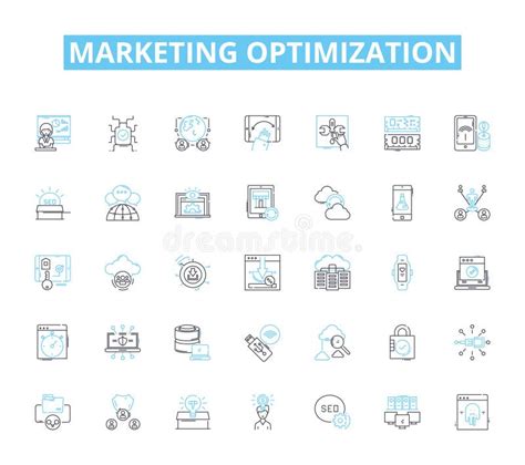 Marketing Optimization Linear Icons Set Analytics Strategy