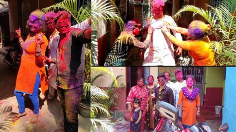 রং মেখে সবাই ভূত হয়েছি 😈 কেউ কাউকে চিনতে পারছিনা রং খেলতে গিয়ে জামা
