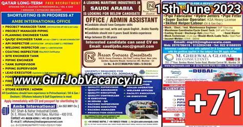 Gulf Job Vacancy Newspaper 15 June 2023