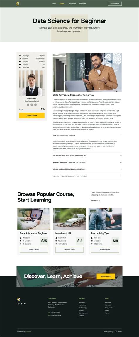 Coursery Online Education Course And Class Elementor Template Kit