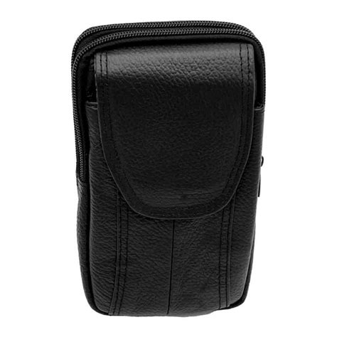 Черна чанта за колан с отделение за телефон естествена кожа 19 X 11 X 4 5 Cm Emag Bg