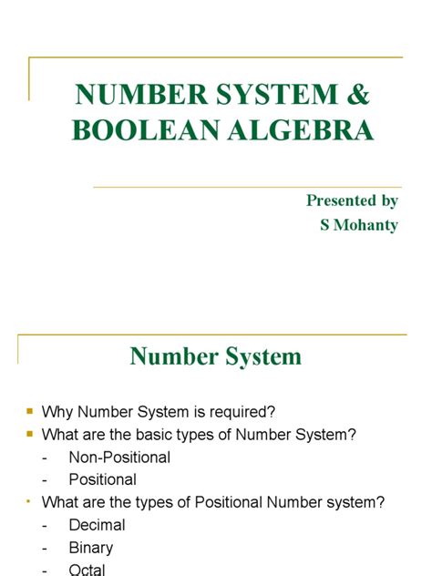 Number System And Boolean Algebra Pdf Subtraction Naming Conventions