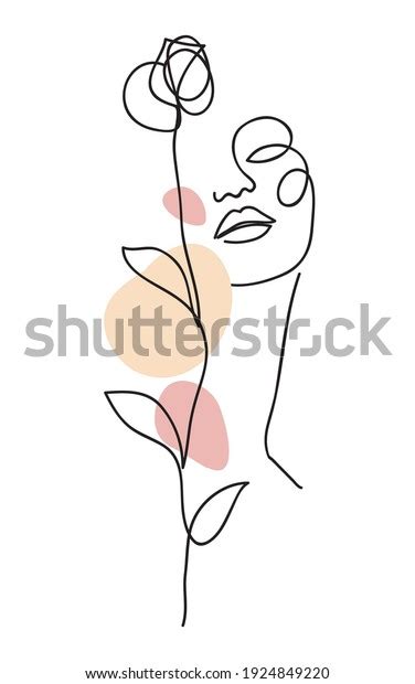 One Line Drawing Abstract Beautiful Girl Stock Vector Royalty Free