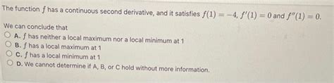 Solved The Function F Has A Continuous Second Derivative