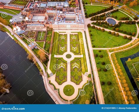 The Aerial View Of Hampton Court Palace A Royal Palace In The London