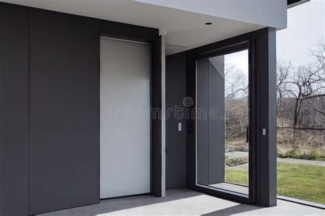 Stylish Original House Front Door With Glass Panels Stock Illustration