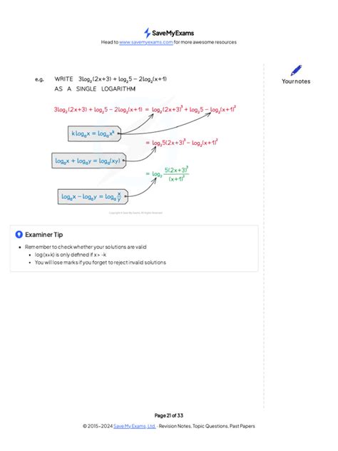 Logarithmic And Exponential Functions Notes Pages 21 Pdf