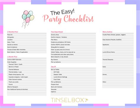 The Easy Party Planner Checklist Tinselbox