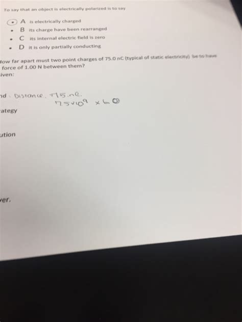 Solved To Say That An Object Is Electrically Polarized Is To Chegg
