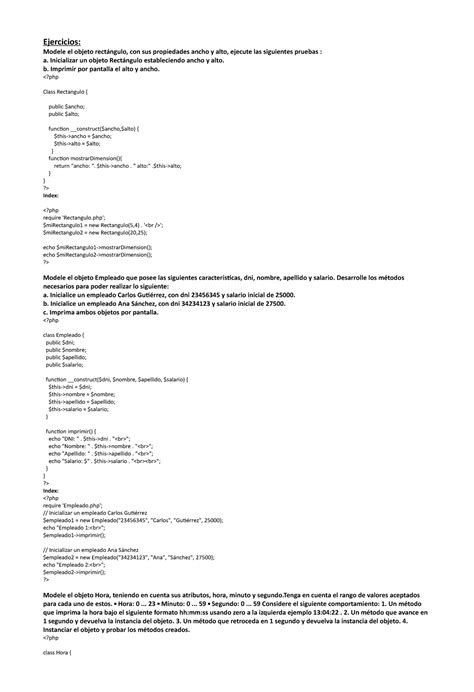 Ejercicios Guia Php Tp Obligatorio En Php Programaci N Orientada A