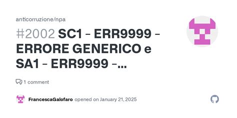 Sc Err Errore Generico E Sa Err Errore Generico Issue