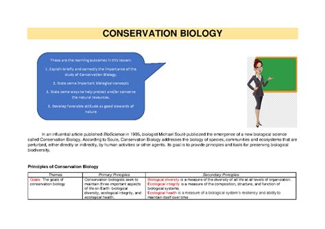 Conservation Biology Lecture Notes Conservation Biology In An Influential Article Published