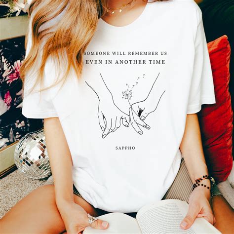 Sappho Quote Shirt Sapphic Lesbian Subtle Pride Tshirt Love Wins Poet Tee Light Academia