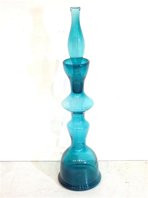 Sold At Auction Large Blenko Blue Glass Bottle With Stopper