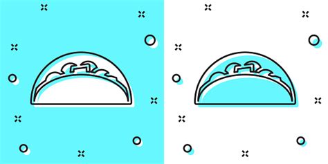 녹색과 흰색 배경에 고립 된 토르티야 아이콘과 검은 줄 타코 전통적인 멕시코 패스트 푸드 메뉴 임의동적 모양 벡터 가능성에 대한